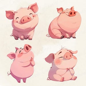 Cute and Funny Pig Clipart Bundle 20 PNG Images | Commercial Use ...