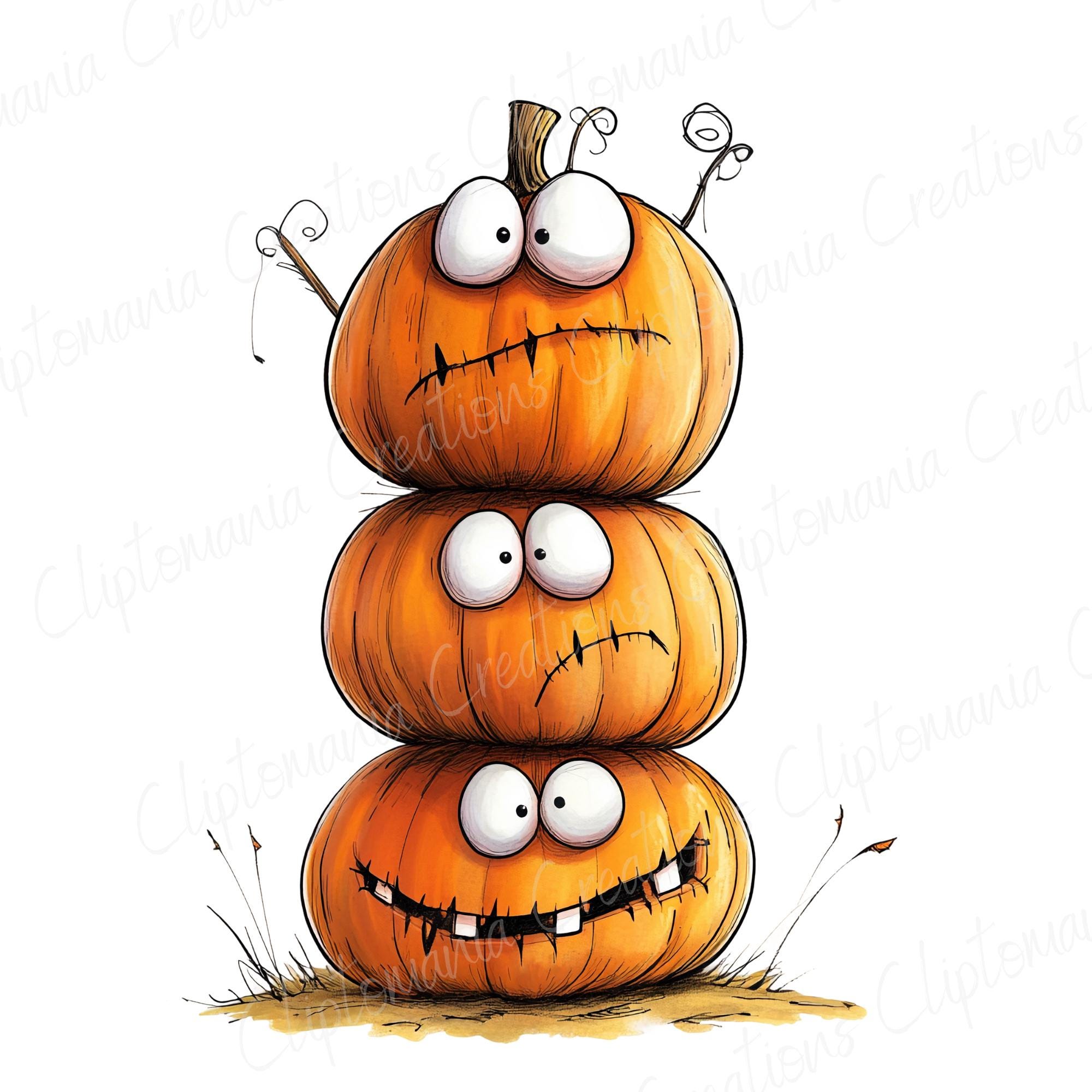 Funny Halloween Pumpkin PNG Clipart Bundle Transparent Backgrounds ...