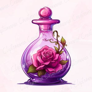 Love Potions & Roses Clipart Bundle 12 PNG Files With Transparent ...