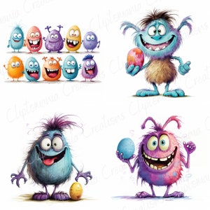 Cute and Funny Easter Monster Clipart Bundle 12 High Quality JPEG ...
