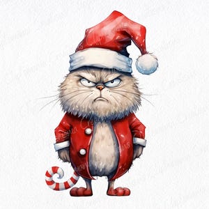 Quirky Christmas Cat Clipart Bundle | 12 PNG Cute & Funny Cats ...