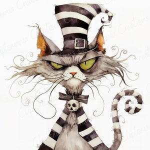 Creepy Crazy Cats Clipart Bundle | 12 JPEG Images | White Backgrounds ...