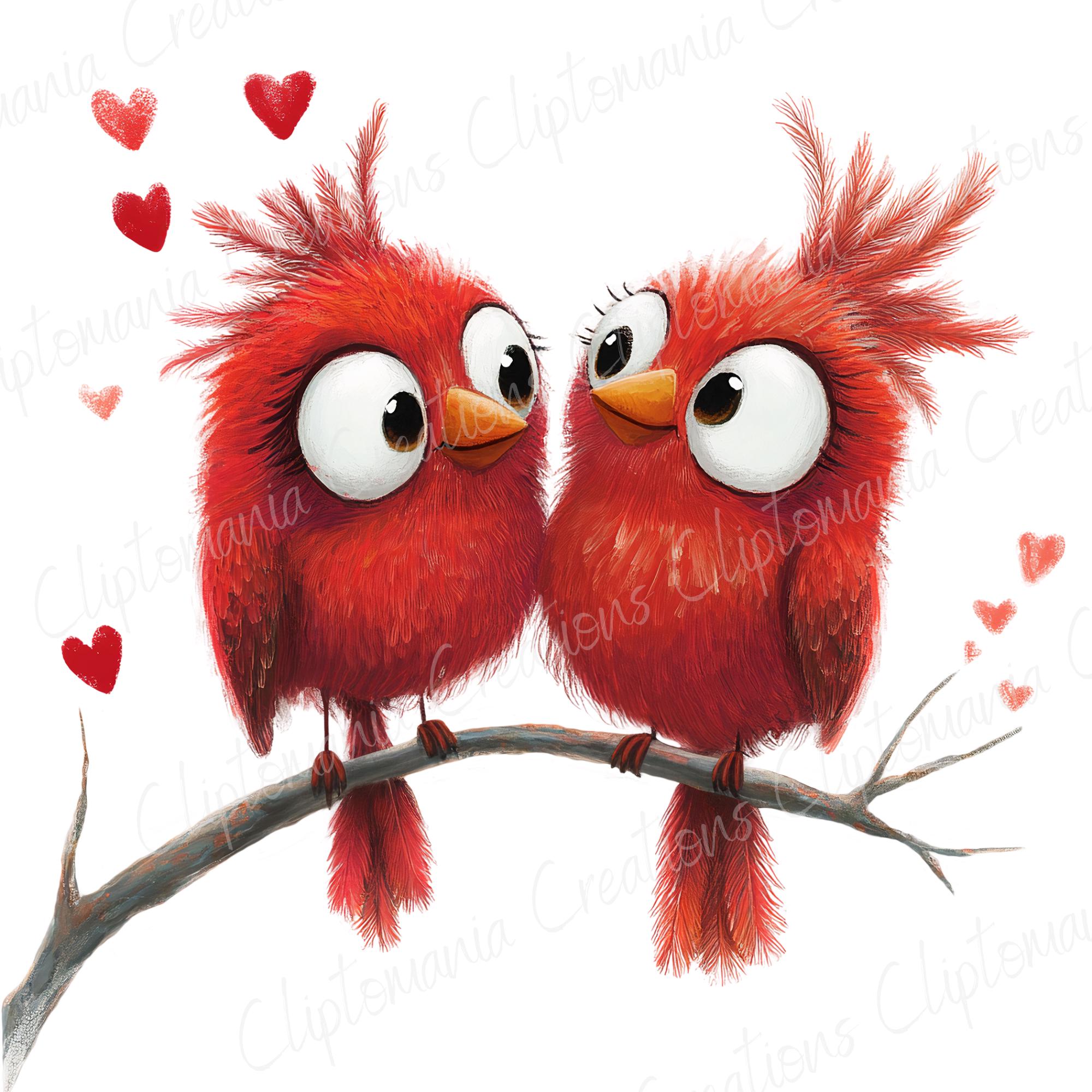 Cute Valentines Clipart Bundle, 14 PNG Watercolour Love Birds Clipart ...
