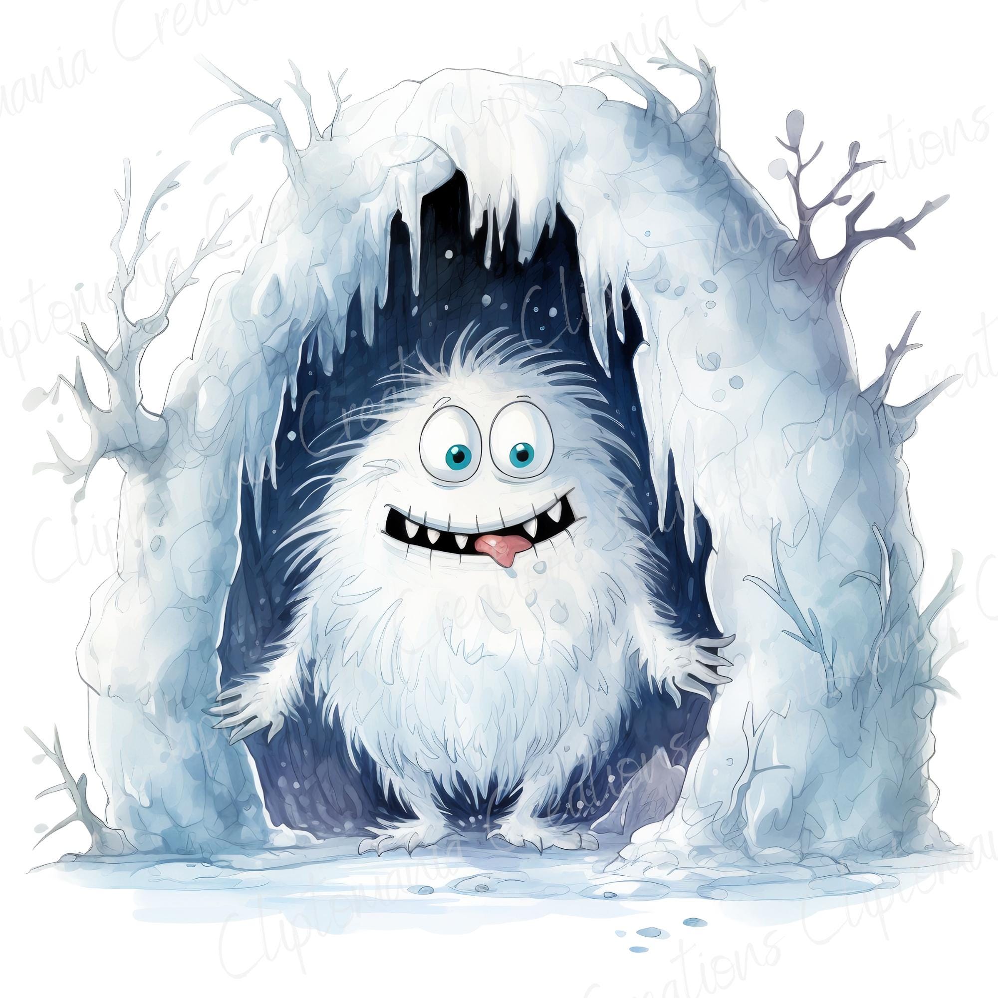 Funny Abominable Snowman PNG Clipart Bundle, Commercial Use, Winter ...