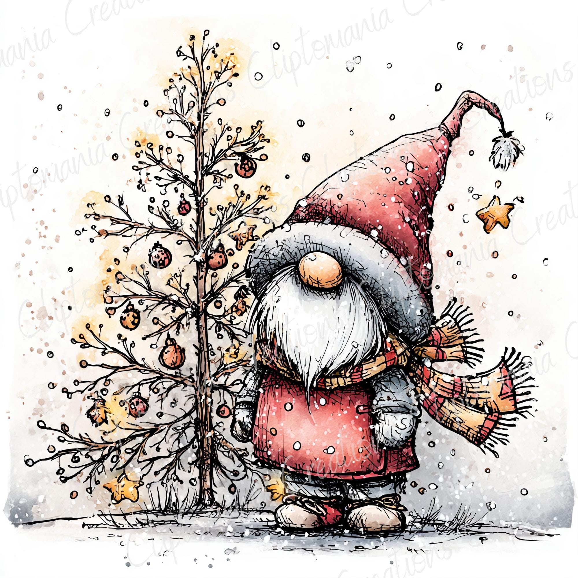 Christmas Gnome Clipart Bundle, Watercolor Style (15 JPEG Files) - Etsy