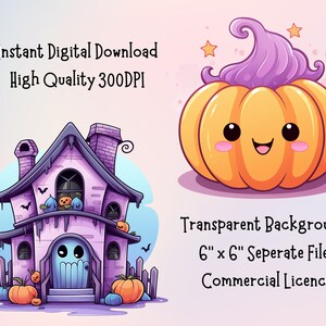 Kawaii Pastel Halloween Clipart Bundle Set of 20 High Quality PNG Files ...