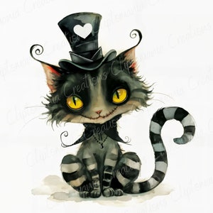 Creepy Crazy Cats Clipart Bundle | 12 JPEG Images | White Backgrounds ...