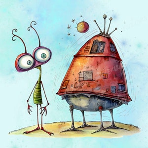 Funny Alien Clipart Bundle 12 PNG & JPEG Files Transparent Backgrounds ...