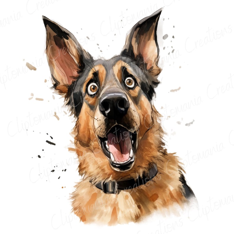 Cute & Funny German Shepherd Dog Clipart Bundle 10 PNG, Commercial Use ...