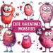Cute Valentines Love Monsters 12 PNG | Transparent Backgrounds | Card ...
