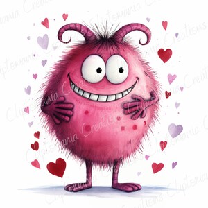 Cute Valentines Monsters Clipart Bundle 12 High Quality JPEG Files With ...