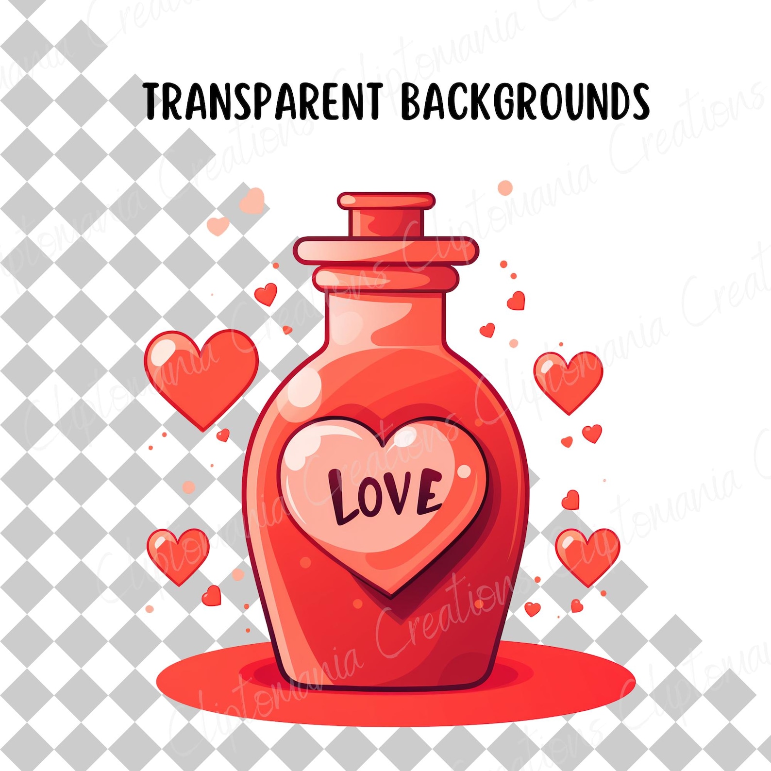 Love Potions & Roses Clipart Bundle 12 PNG Files, Transparent ...