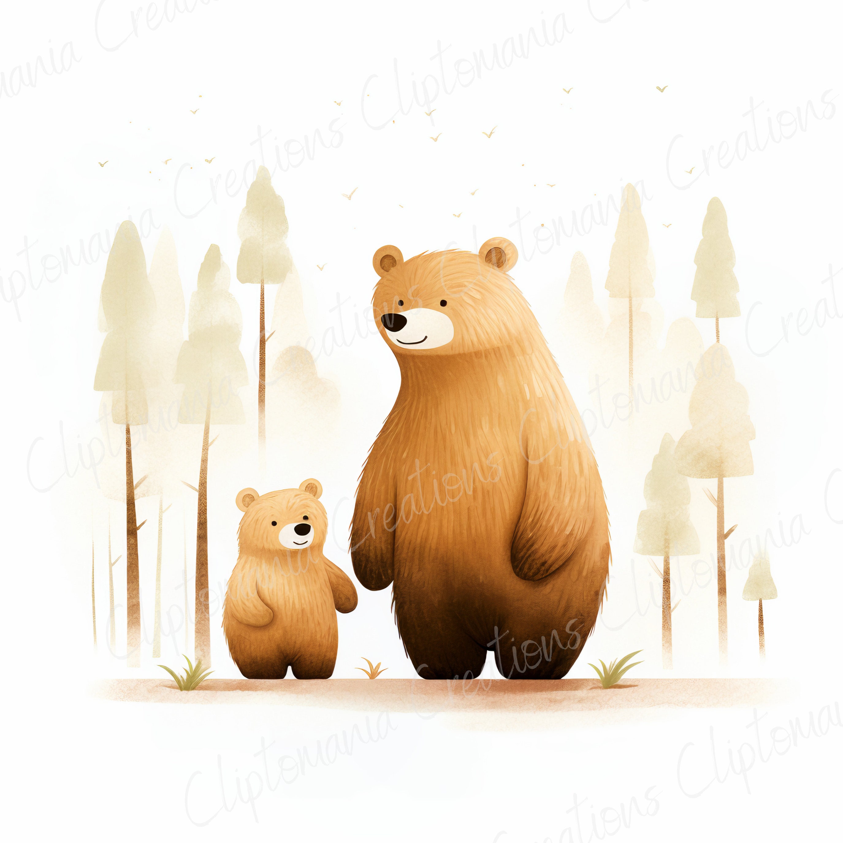 Cute Fathers Day Bear Hugs Clipart Bundle 12 JPEG Files, White ...