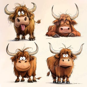 20 Funny Highland Cow PNG Clipart Bundle | |transparent Backgrounds ...