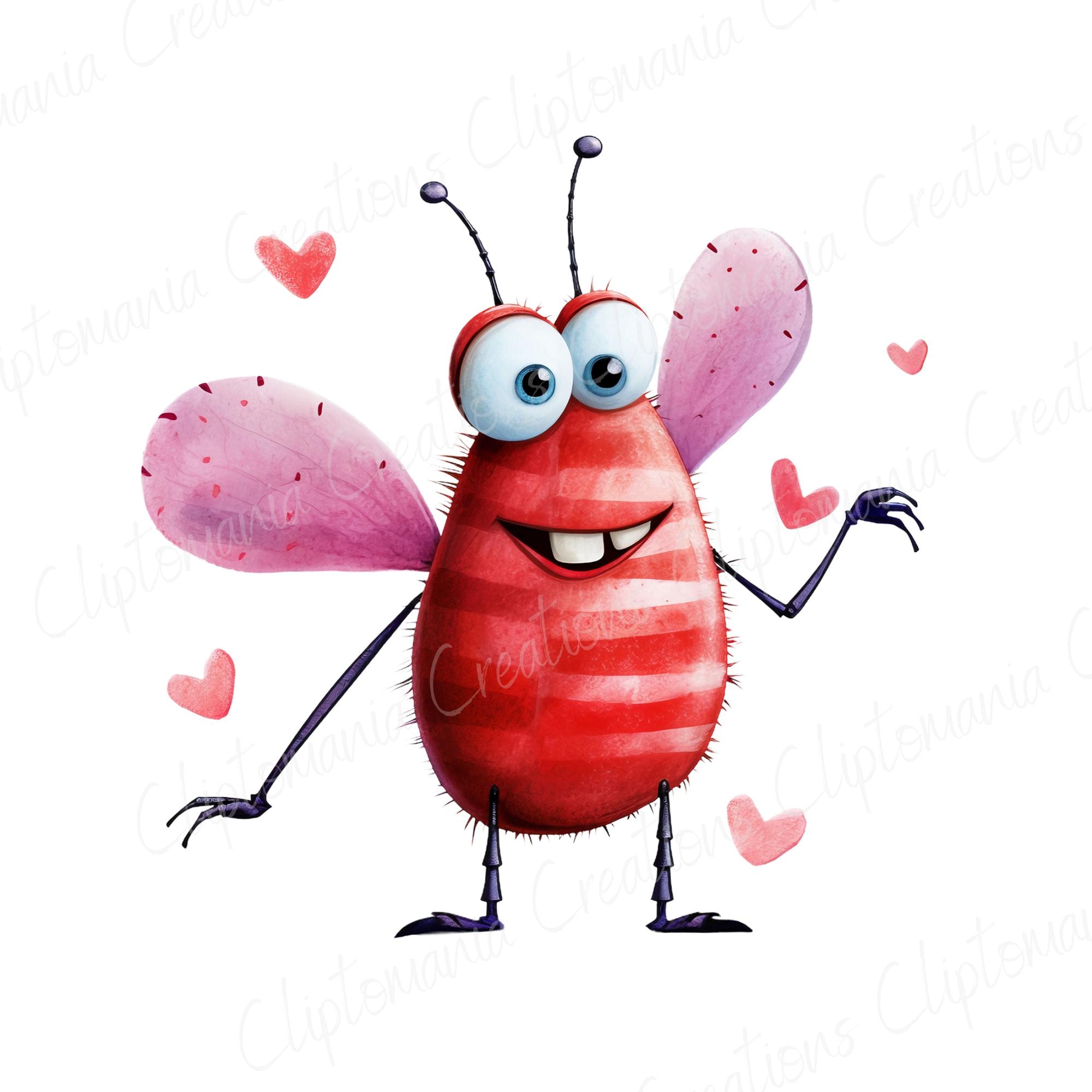 Cute Love Bug PNG Clipart Bundle, Transparent Backgrounds, Cute ...