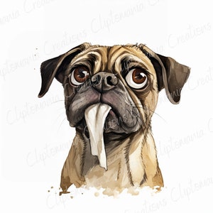 Cute and Funny Pug Dog Clipart Bundle | 12 High Quality 300DPI Images ...