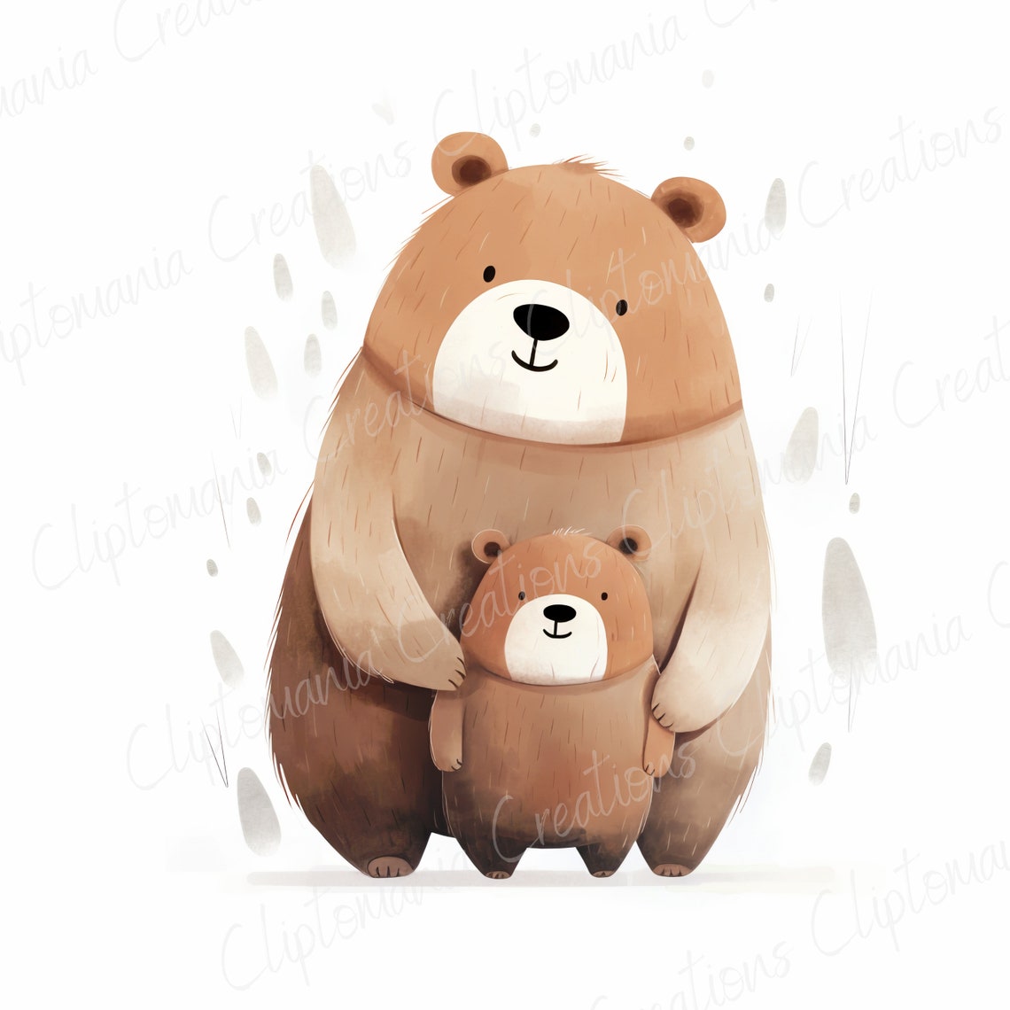 Cute Fathers Day Bear Hugs Clipart Bundle 12 JPEG Files, White ...