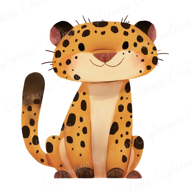 Cute Leopard PNG Clipart Bundle, Cartoon Leopards, Jungle Safari Animal ...