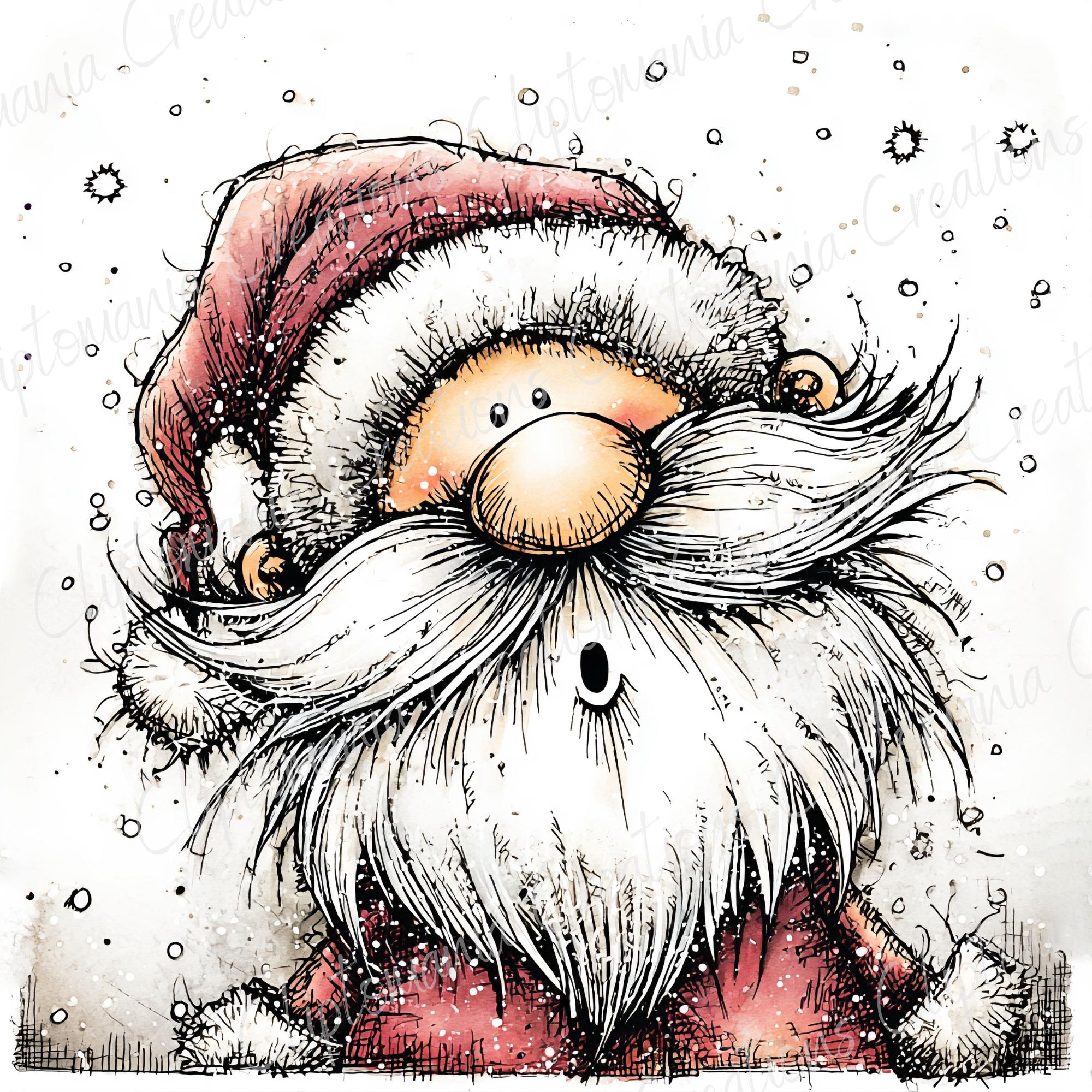 Cute Christmas Santa Claus Clipart Bundle 12 JPEG, Christmas Card ...
