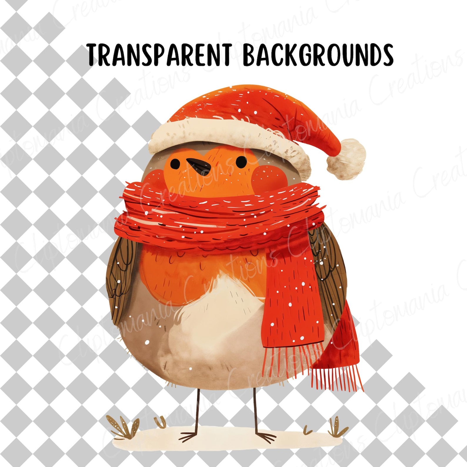 Cute Christmas Robin PNG Clipart Bundle, Cartoon Robin Graphics, Cute ...