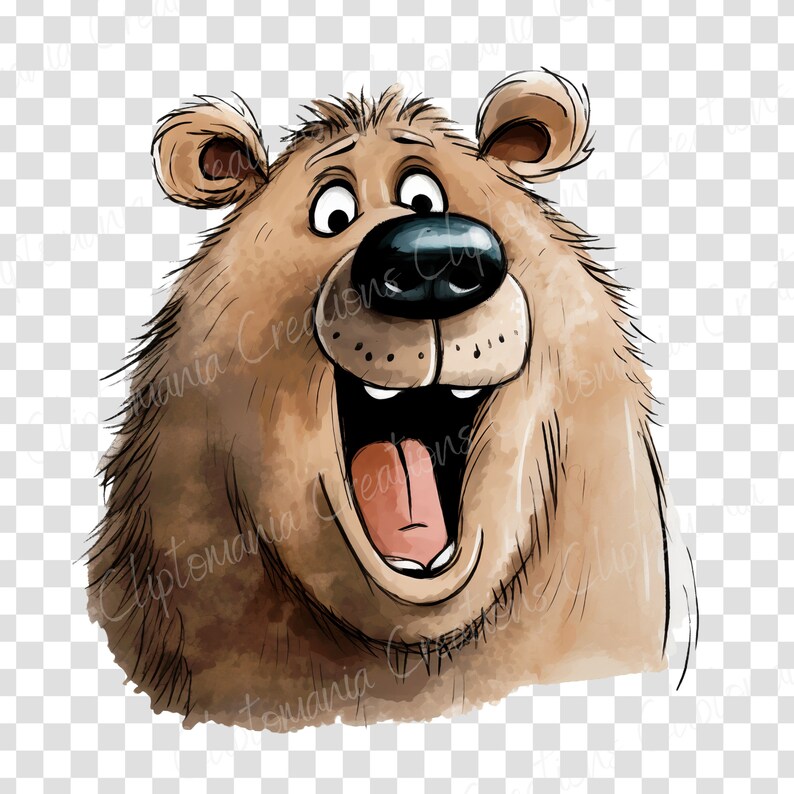 Cute and Funny Bear Faces Clipart Bundle, 12 PNG Designs + 2 JPEG ...