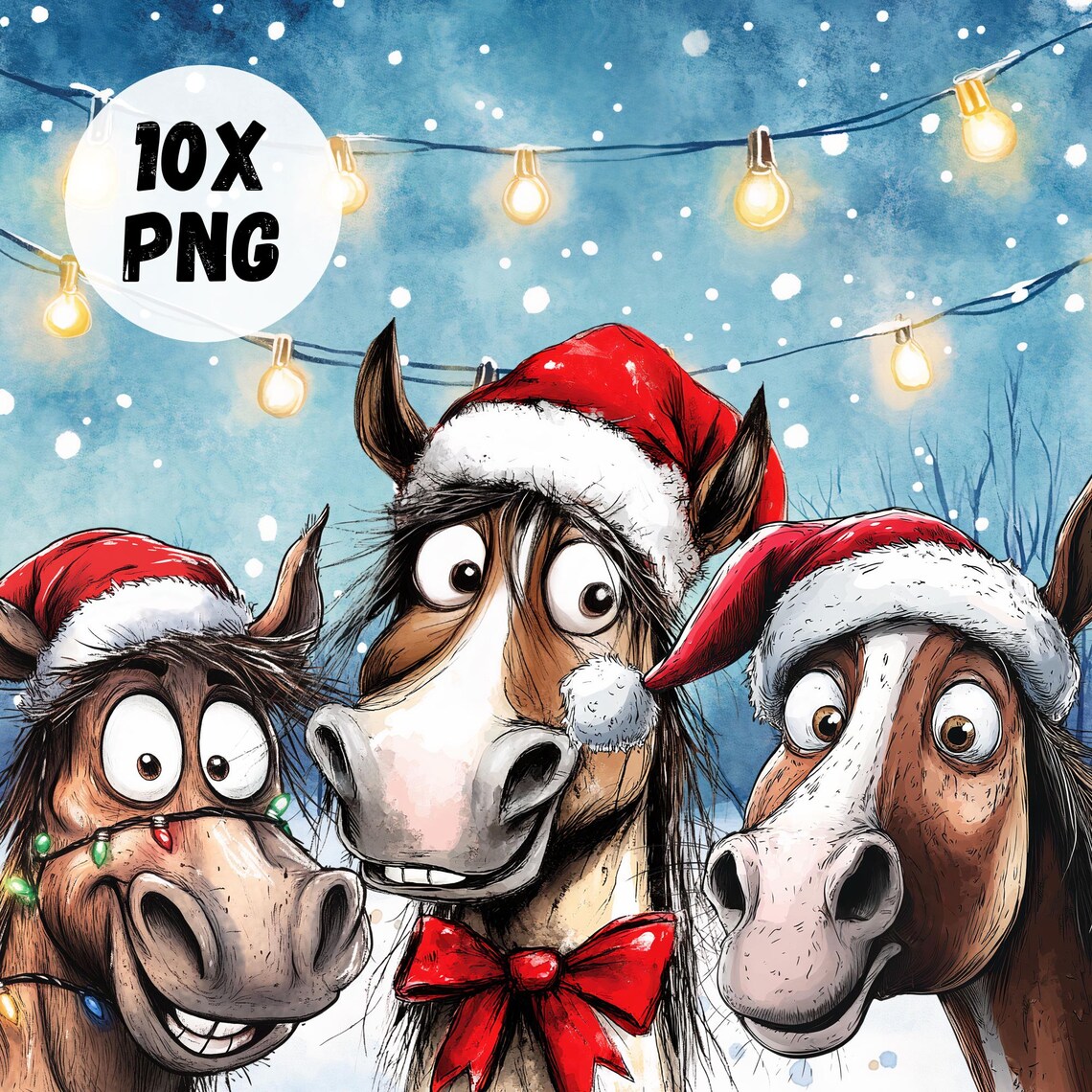Funny Festive Horse Faces 10 PNG Clipart Bundle | Transparent ...