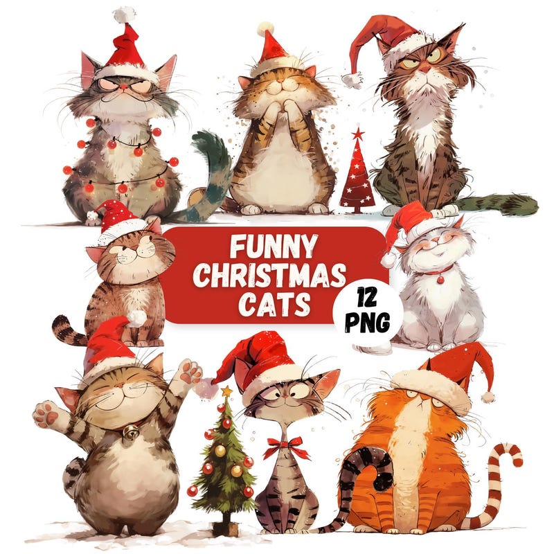 Cats Clipart Christmas - Etsy