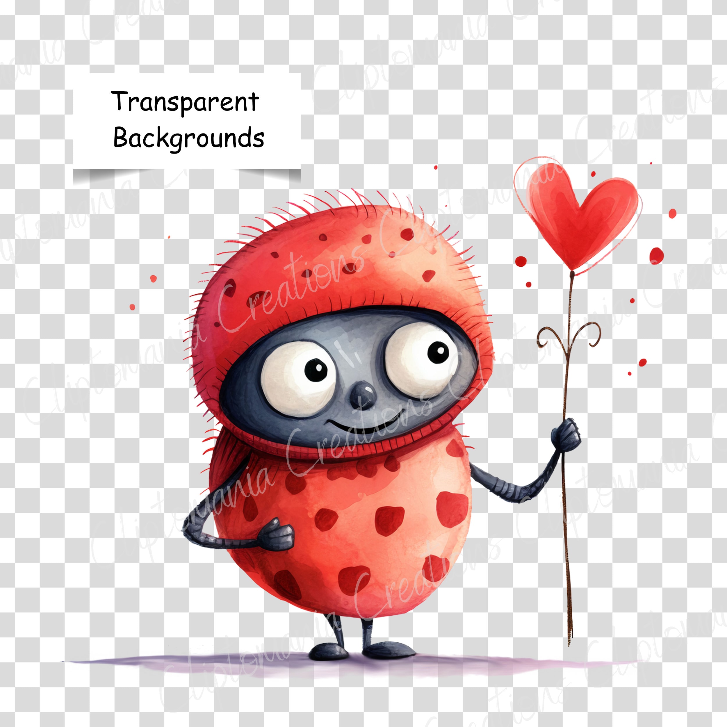 Cute Love Bug PNG Clipart Bundle | Transparent Backgrounds | Commercial ...