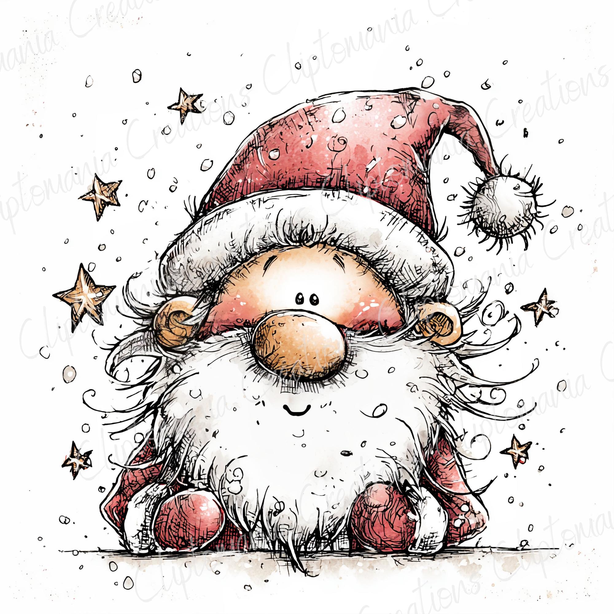Cute Christmas Santa Claus Clipart Bundle 12 JPEG, Christmas Card ...