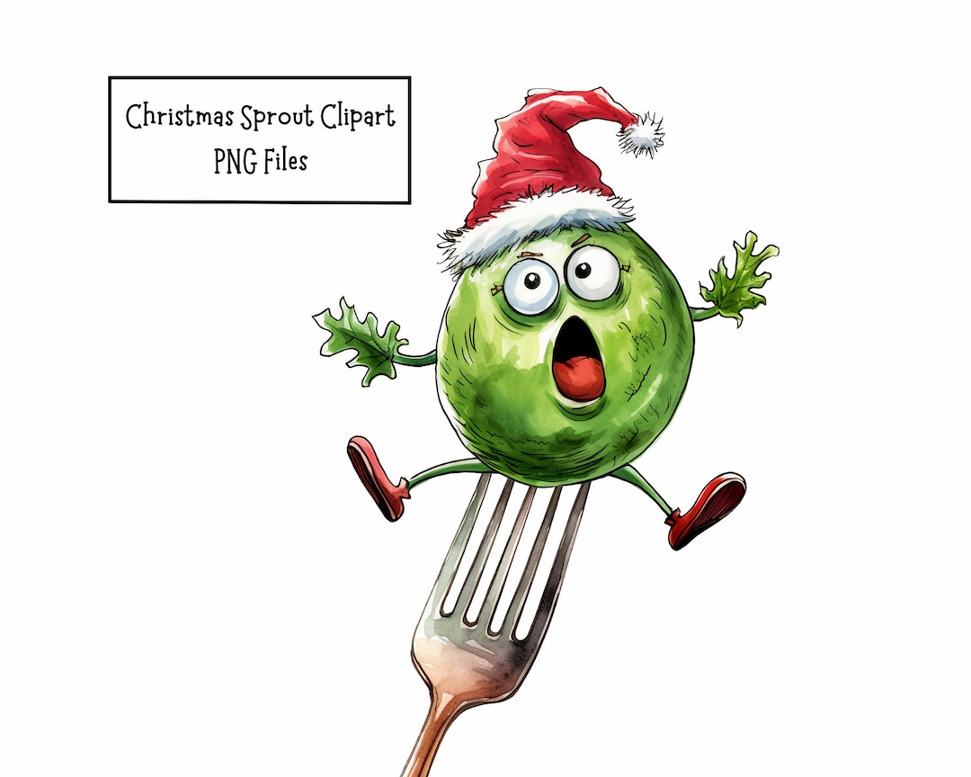 Funny Christmas Sprout & Fork Clipart Set | High Quality Transparent ...