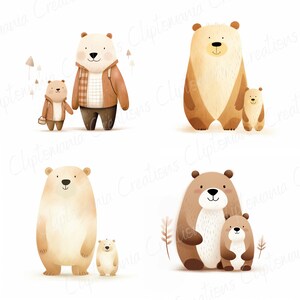 Cute Fathers Day Bear Hugs Clipart Bundle 12 JPEG Files | White ...