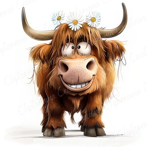 20 Funny Highland Cow Clipart Bundle JPEG Files White Backgrounds Funny ...