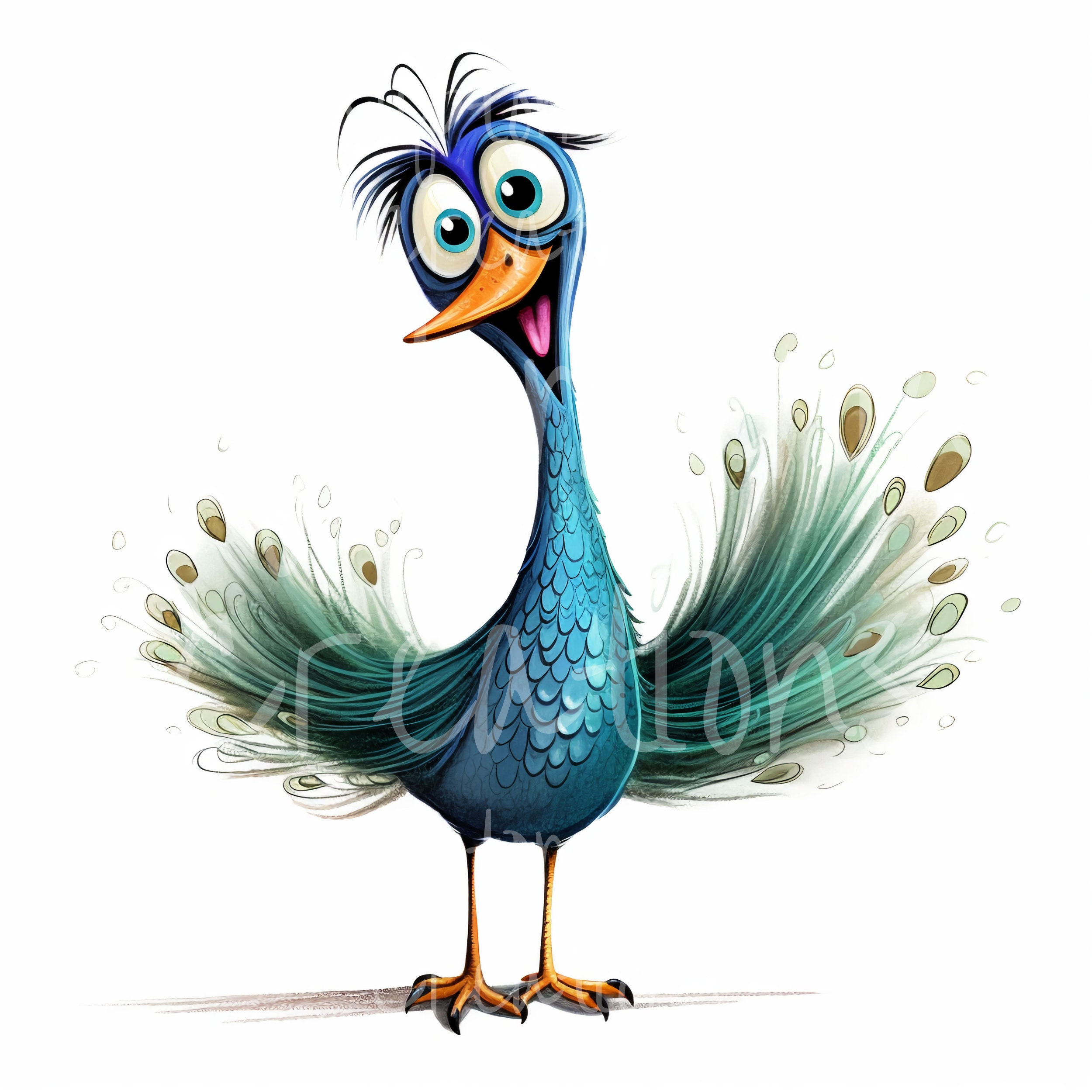 Funny Peacock Clipart Bundle Collection Of 12 Expressive Etsy Canada