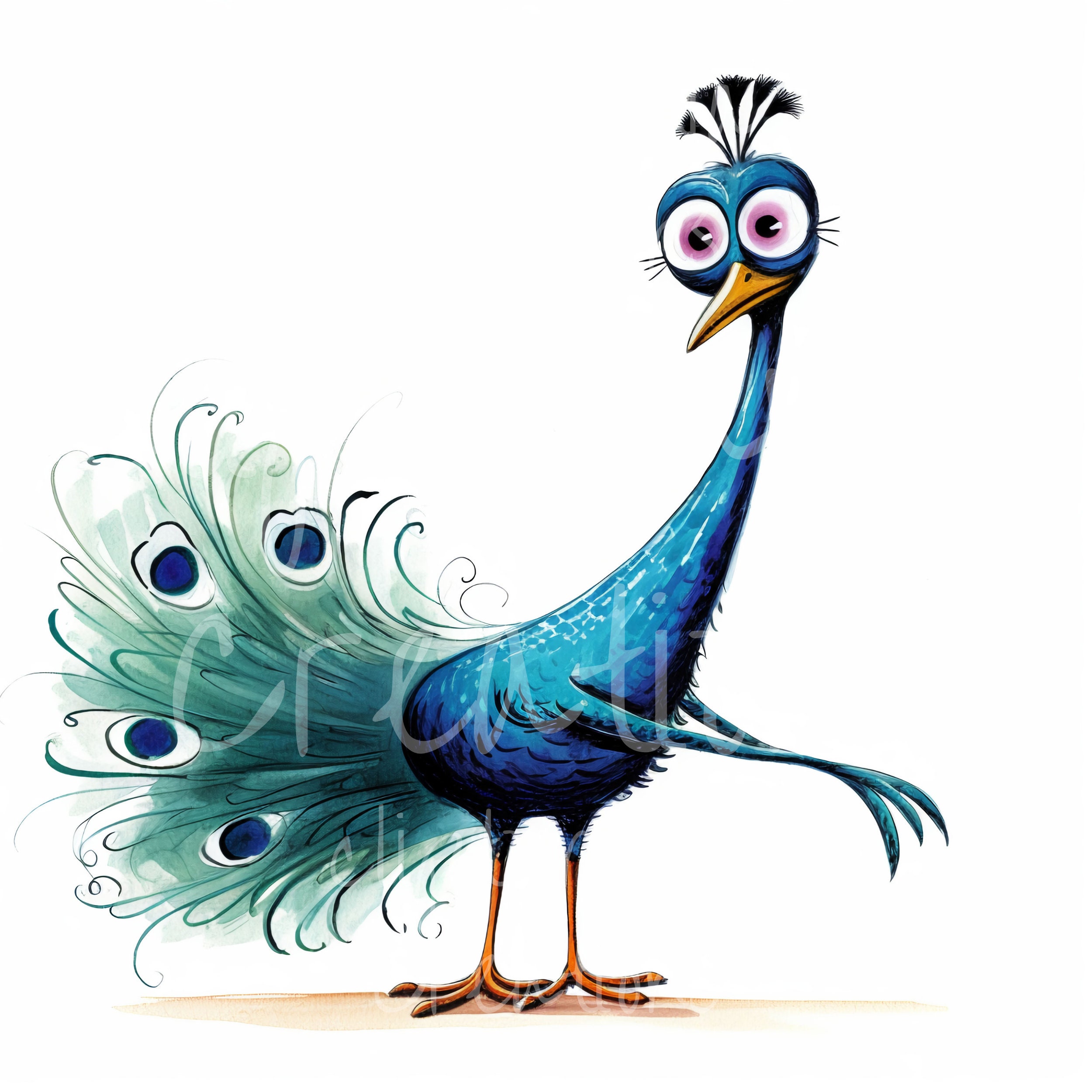 Funny Peacock Clipart Bundle | Collection of 12 Expressive Bird ...