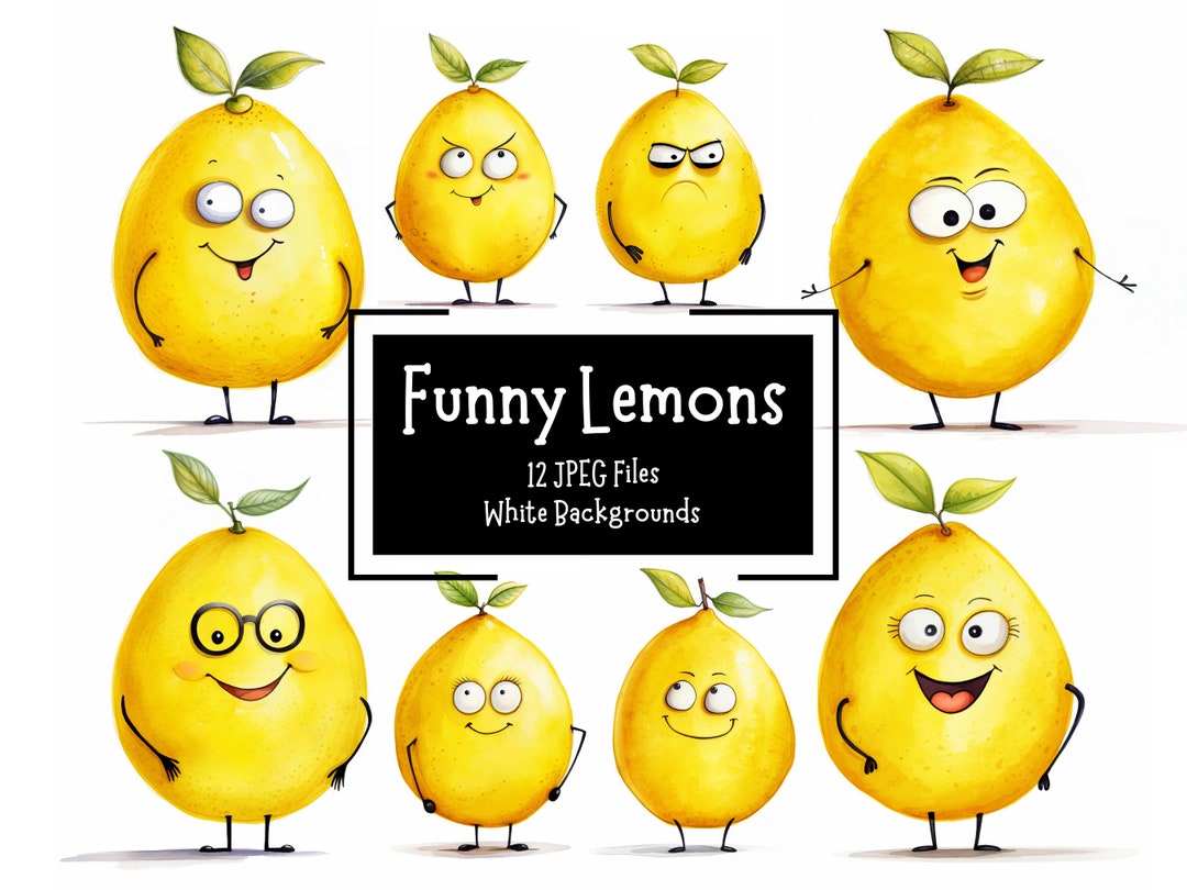 Funny Lemon Characters Clipart Bundle 12 High Quality 300DPI JPEG ...