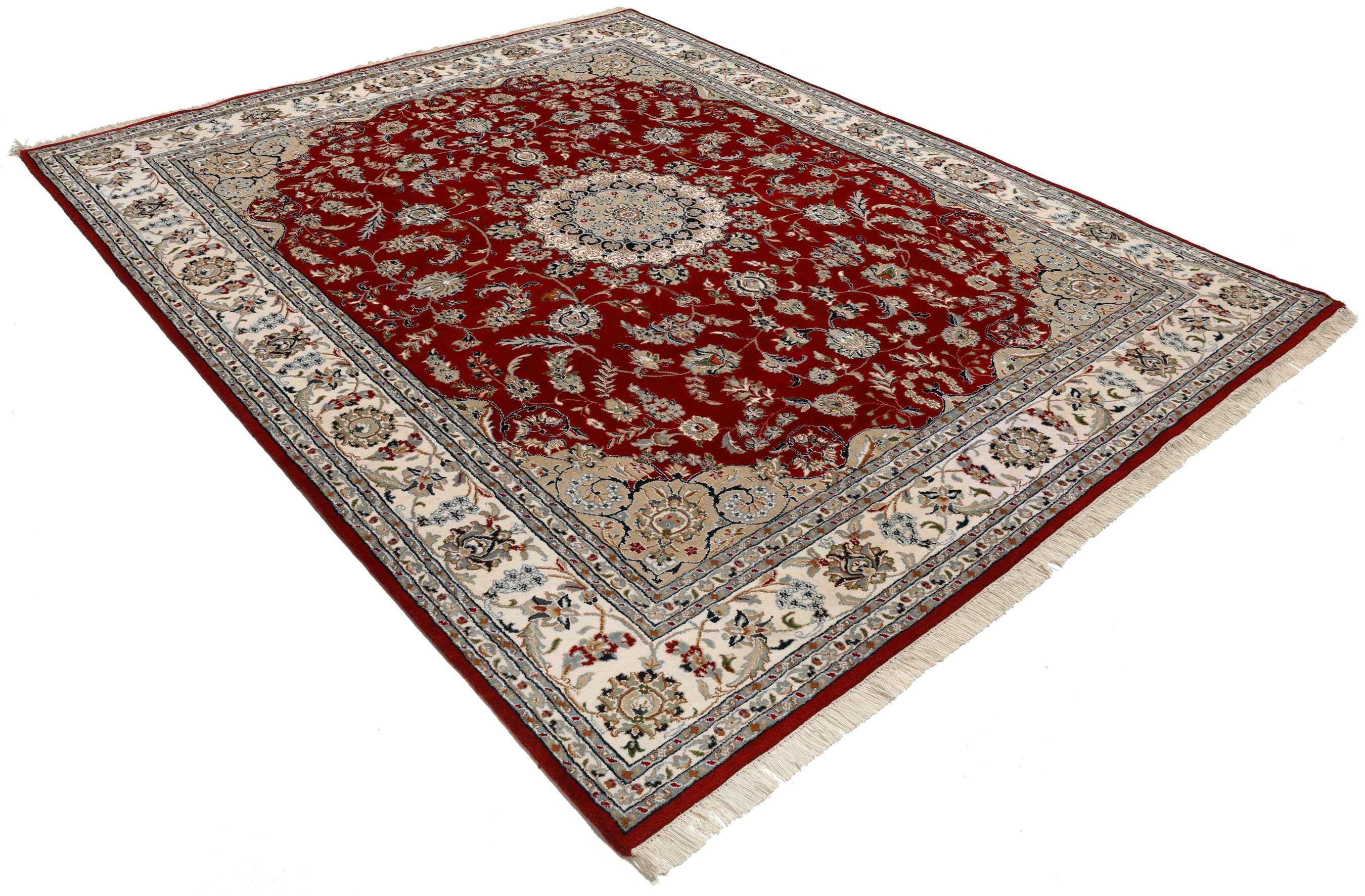 Fine Nain Indo Red Wool Traditional Hand-knotted Oriental Rug for ...