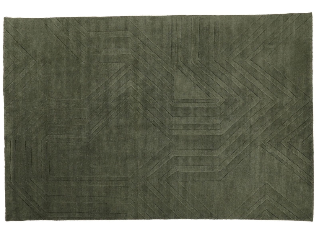 Embossed Modern Handloom Moss Green Wool Rug Shaded Carpet 100% Woolen ...