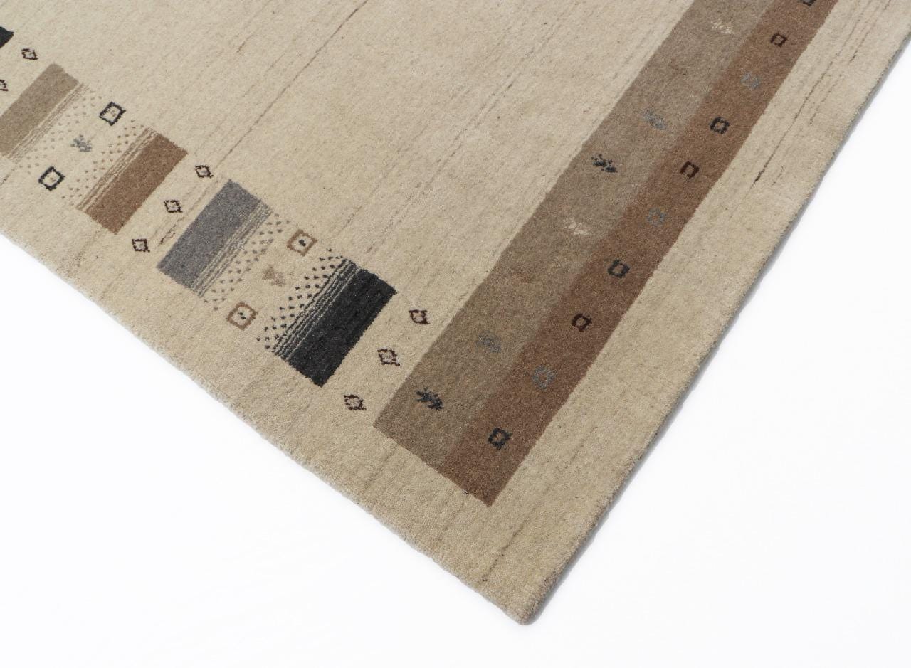 Modern Handloom Gabba Rug ! Beige ! 100% Woolen Handmade Rug Designer ...