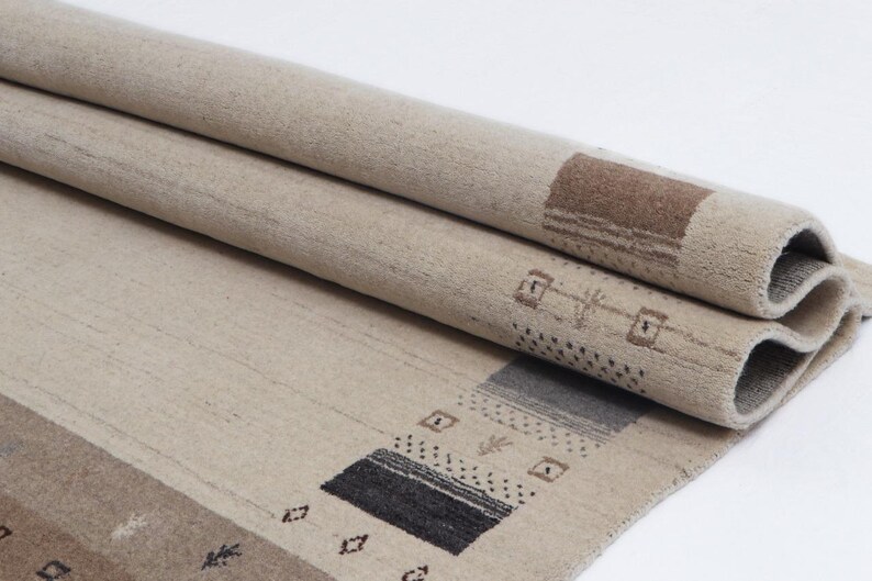 Modern Handloom Gabba Rug ! Beige ! 100% Woolen Handmade Rug Designer ...