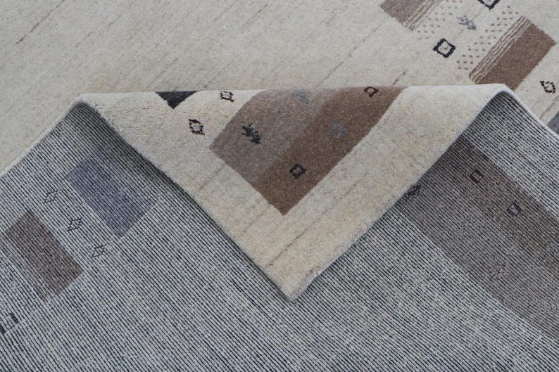 Modern Handloom Gabba Rug ! Beige ! 100% Woolen Handmade Rug Designer ...