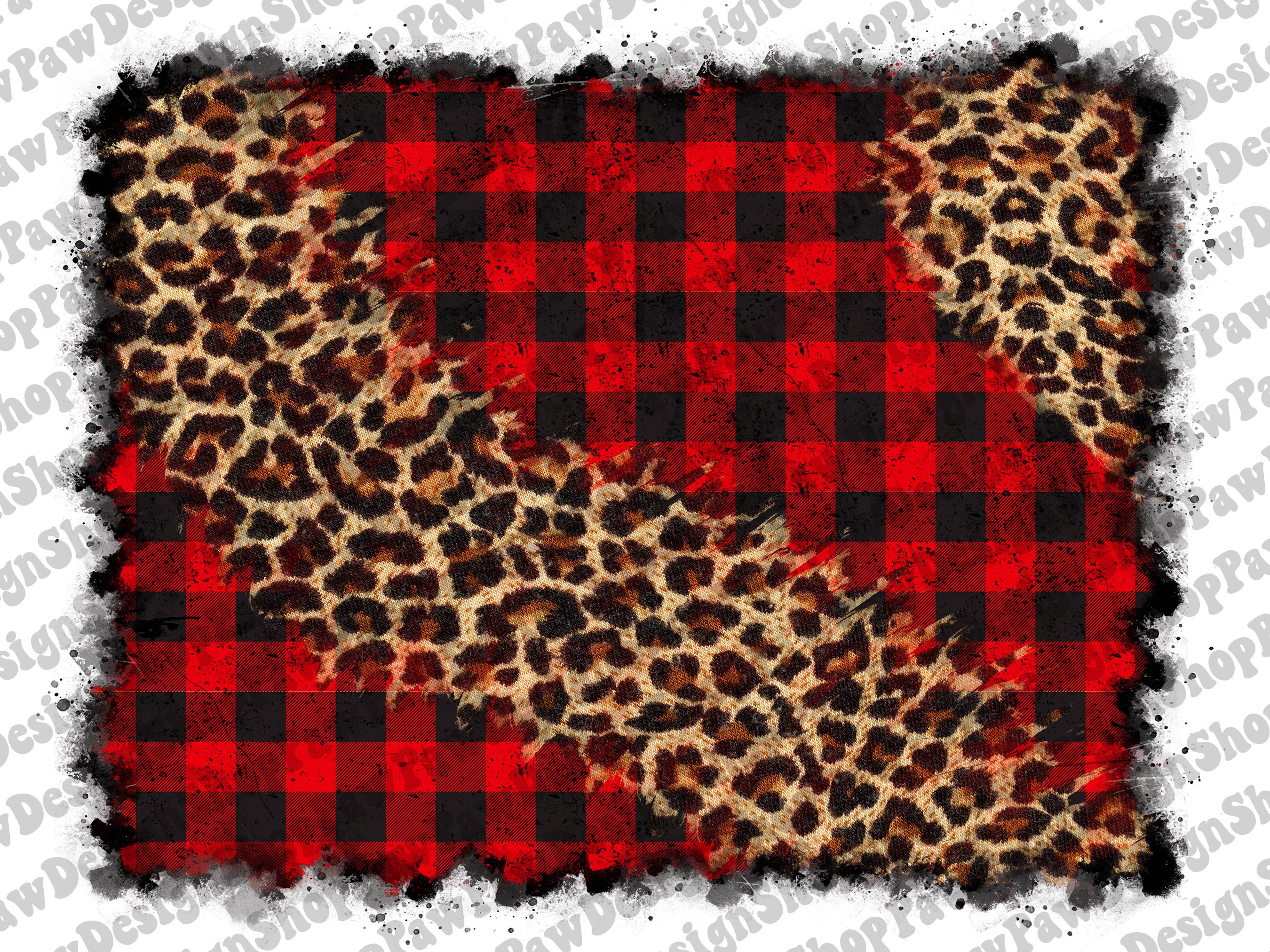 Leopard Buffalo Plaid Background Png, Red Black Buffalo Plaid ...