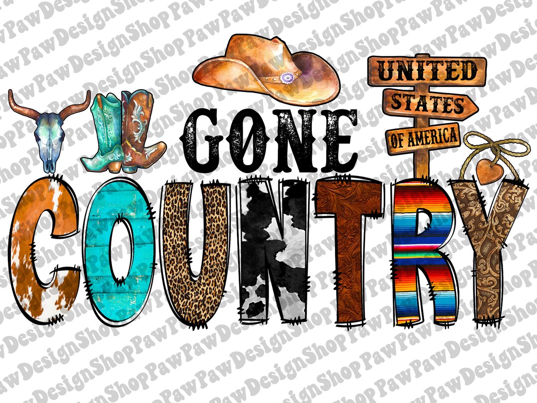 Gone Country Png, Western Png, Country Png, Bull Skull Png, Country ...