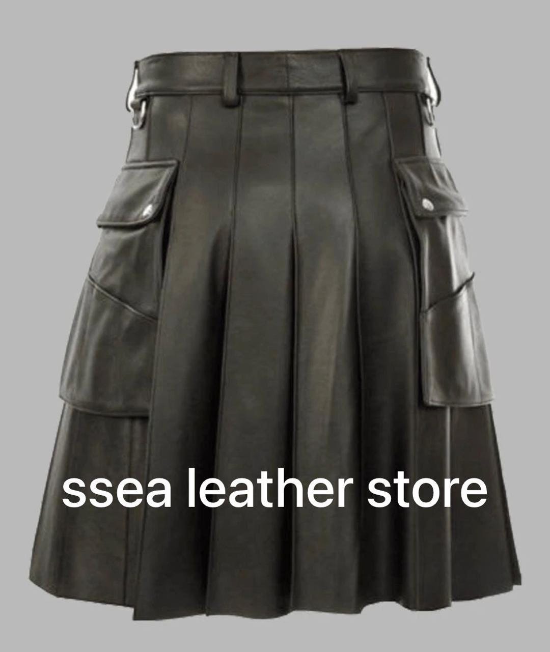 Handmade Black Leather Utility Kilt: Gothic Steampunk Cosplay - Etsy