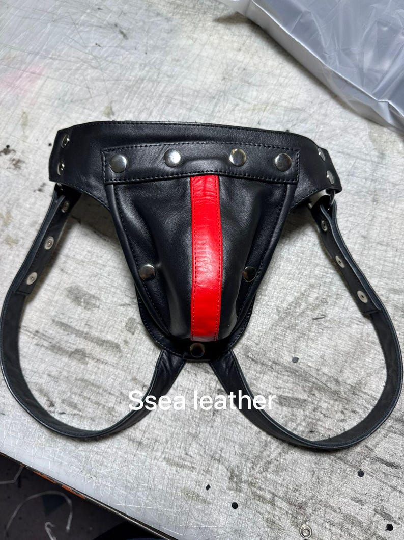 Black Leather Biker Chaps With Red Stripes: Genuine Cow Leather, LGBT ...