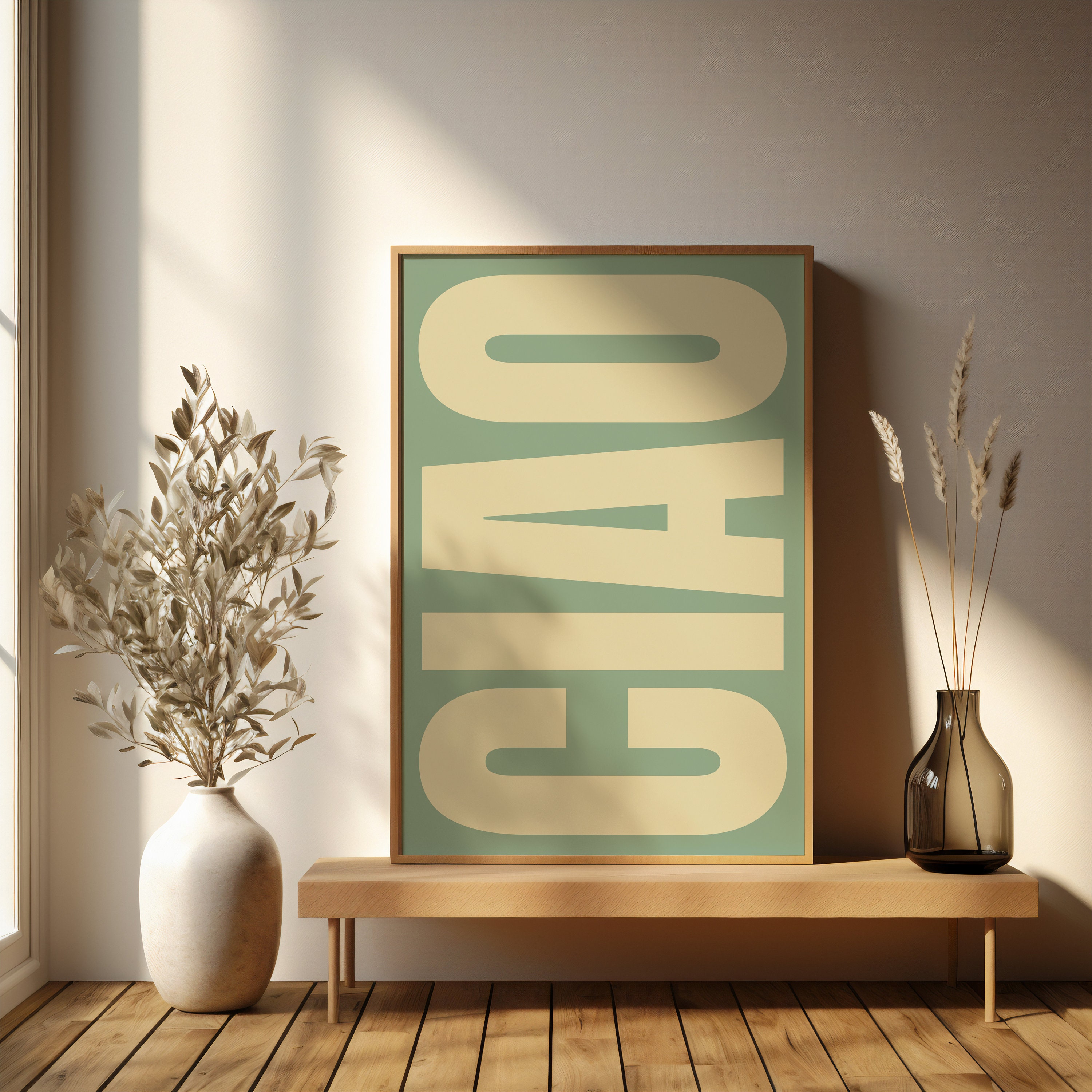 Ciao Poster Sage Green Wall Art Ciao Print Typography Poster Italy ...