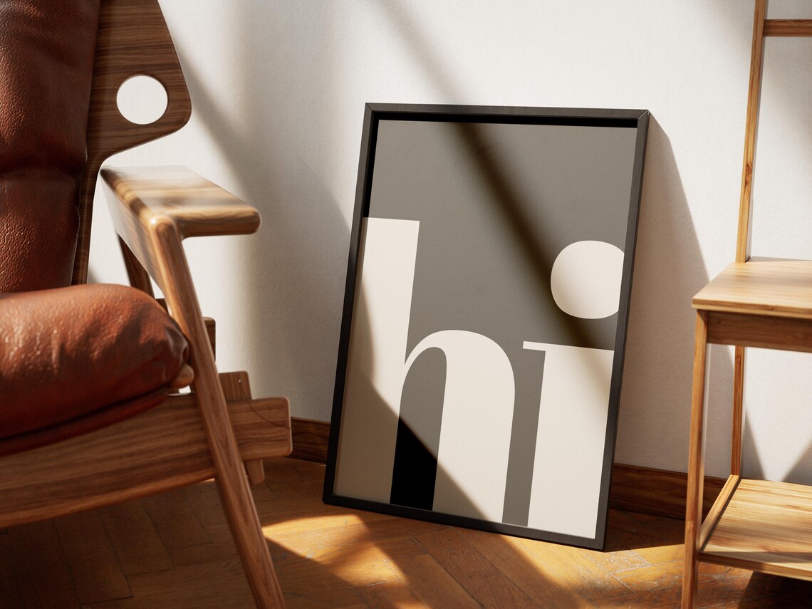 Hi Poster Hello Typography Print Printable Wall Art Living Room Entry ...