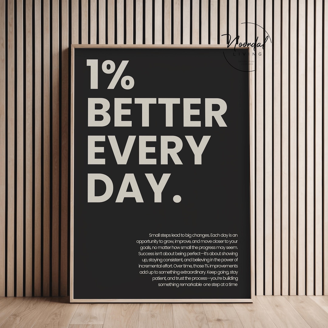 DIGITAL DOWNLOAD Motivational Poster 1% Better Every Day Print ...
