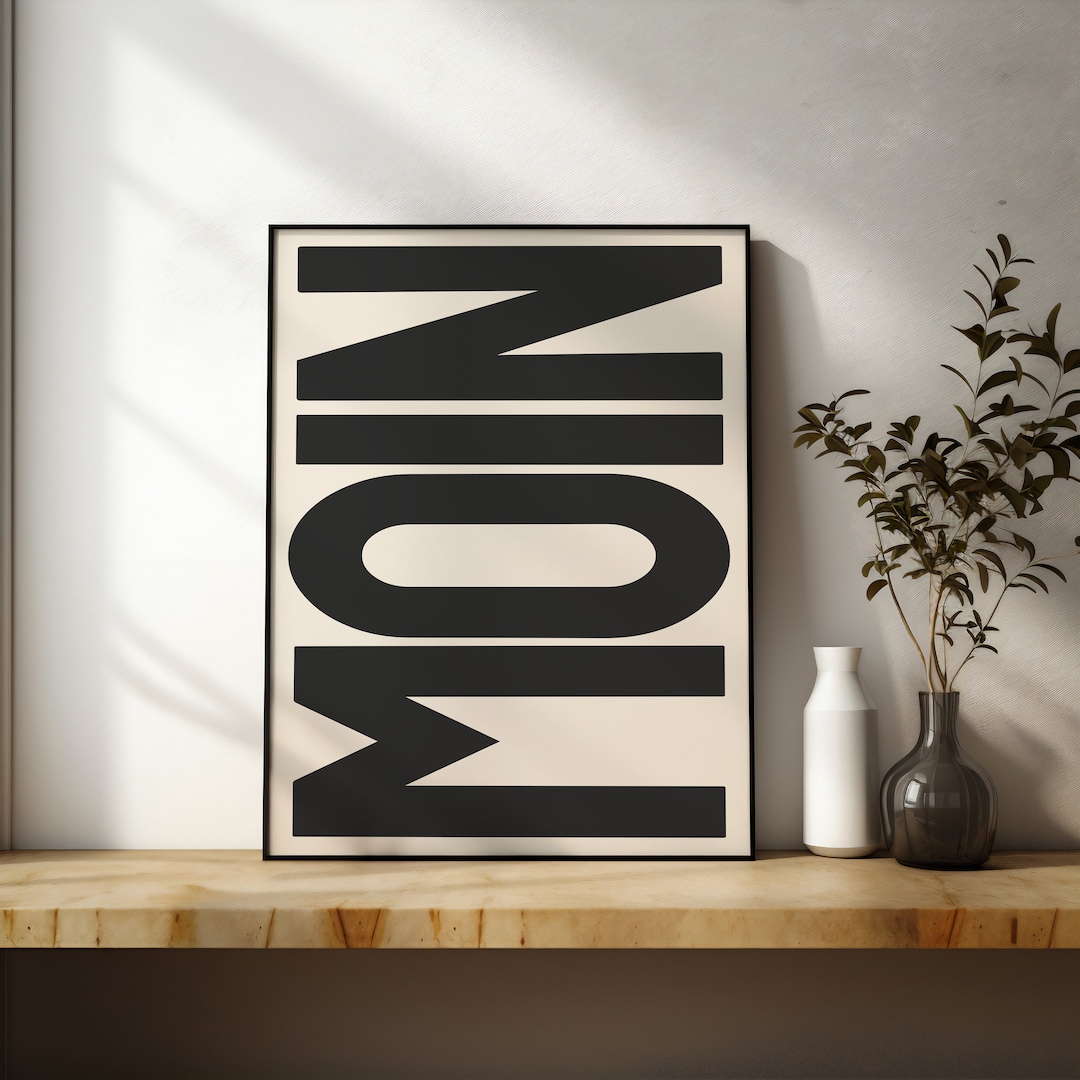 Moin Poster Minimalistic Minimal Entryway Decor Typography Print Hello ...
