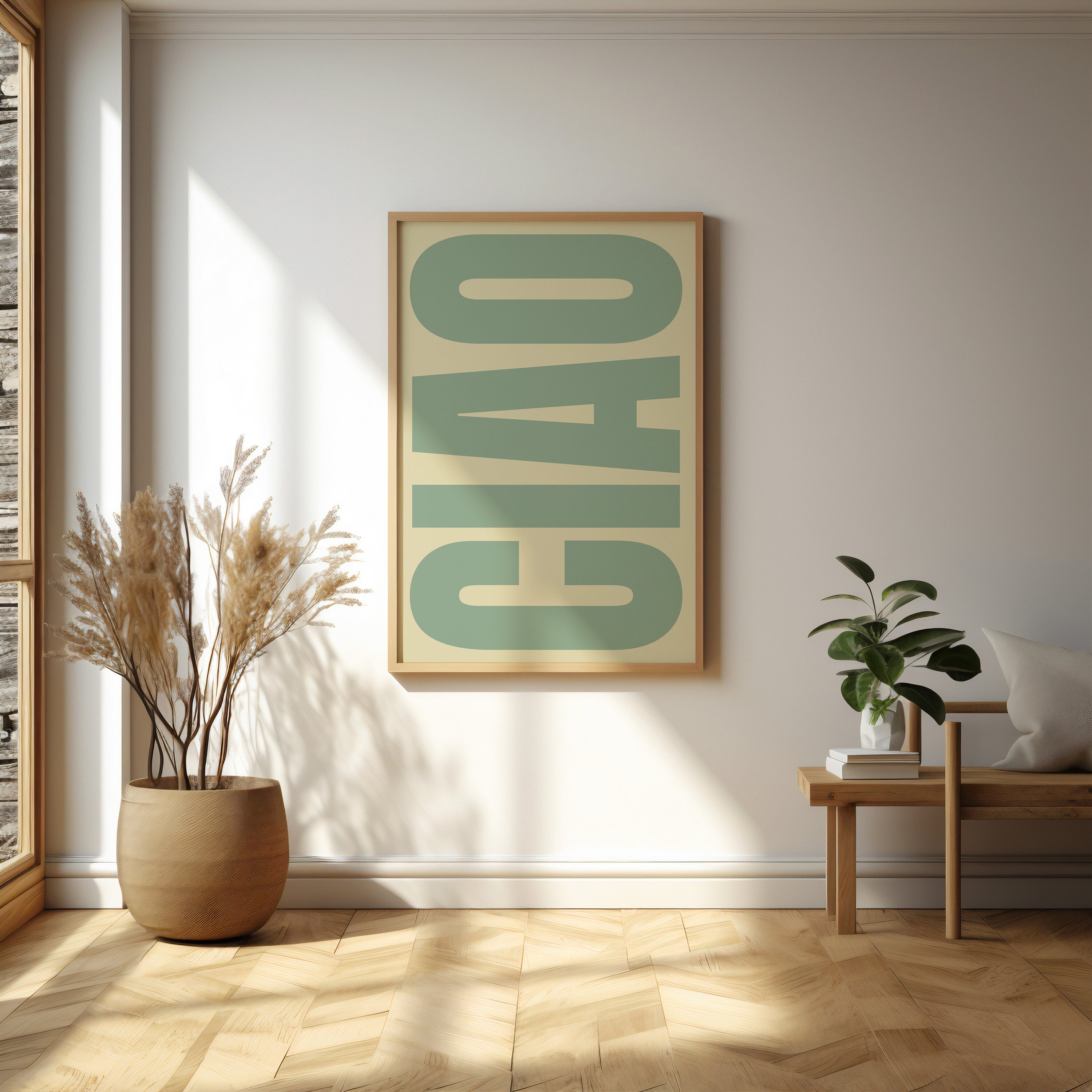 Ciao Poster Sage Green Wall Art Typography Art Italian Gift Idea Modern ...