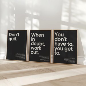 Don't Quit Print Home Gym Wall Art Motivational Poster Fitness Gym Soft ...